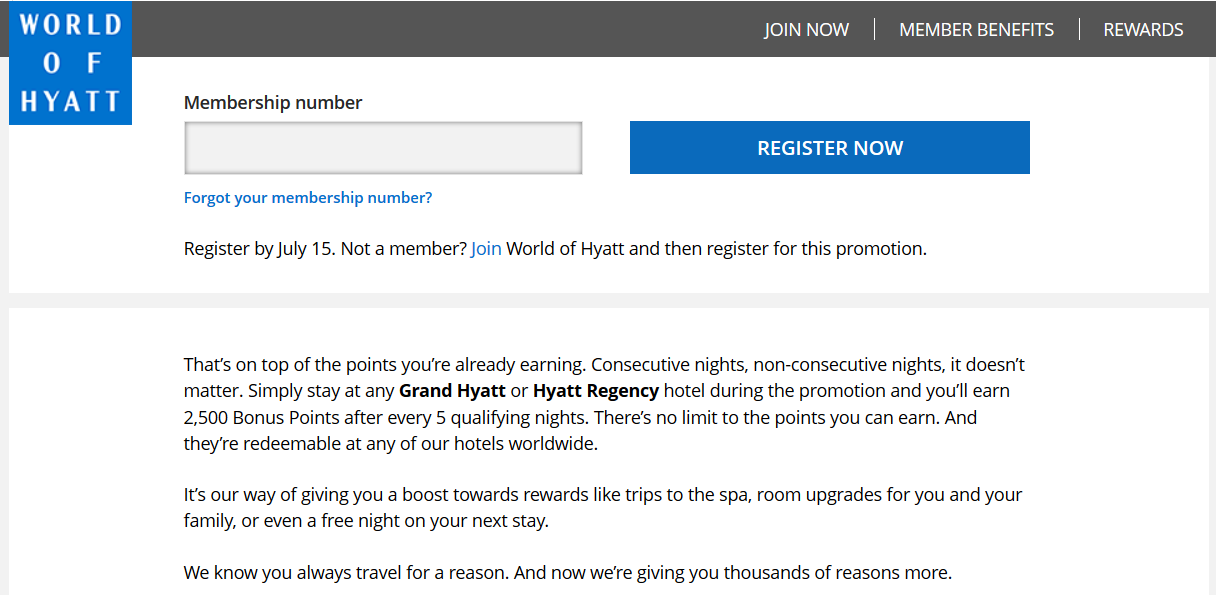[WOH] Stay 5 nights at Grand Hyatt and Hyatt Regency hotels. Earn 2,500 ...